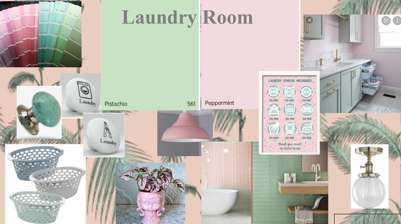 Whimsical Pink and Green Laundry Room, Hitchin - BELLE decorating, Shefford